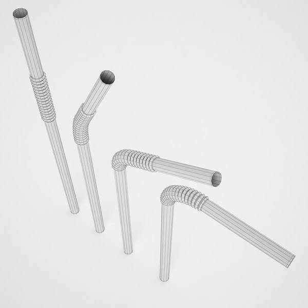 3d plastic drink straw model