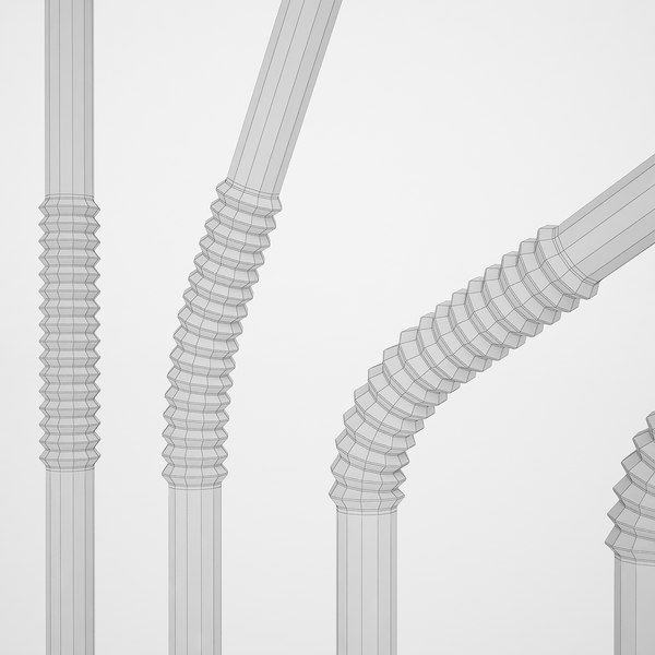 3d plastic drink straw model