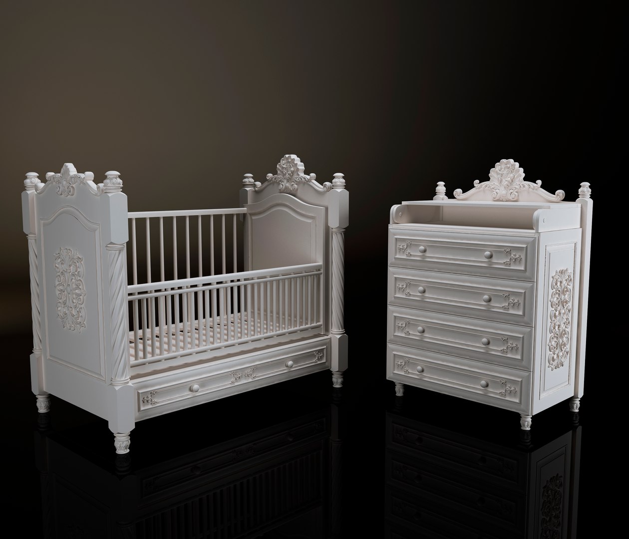 3D Baby Cot Model - TurboSquid 1716181