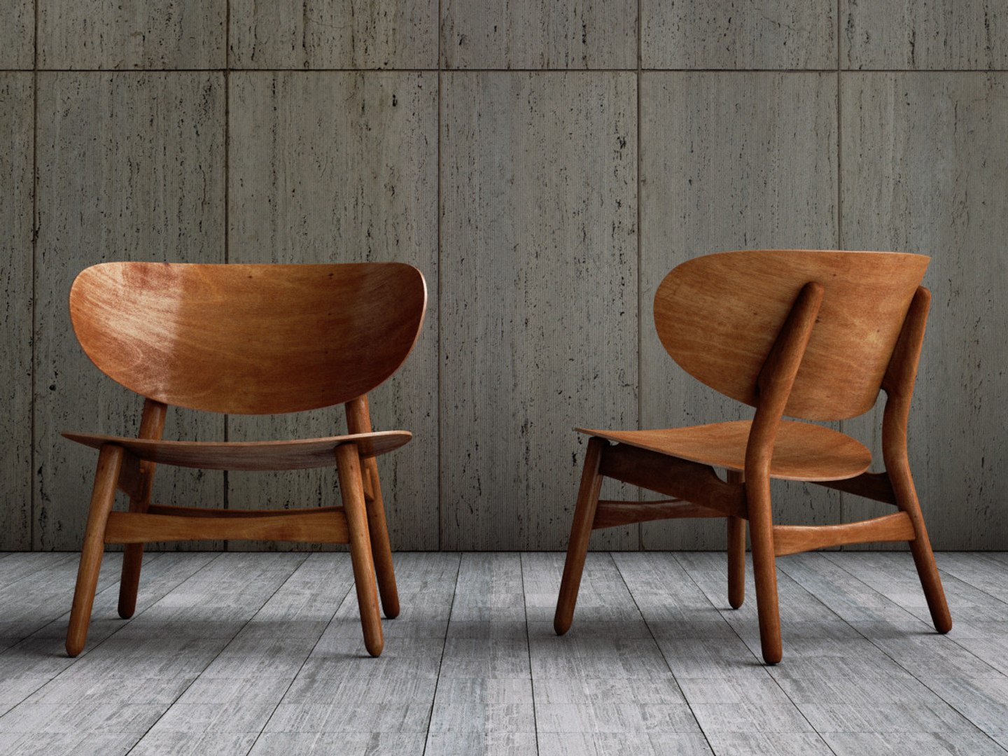 3d hans wegner settee chair