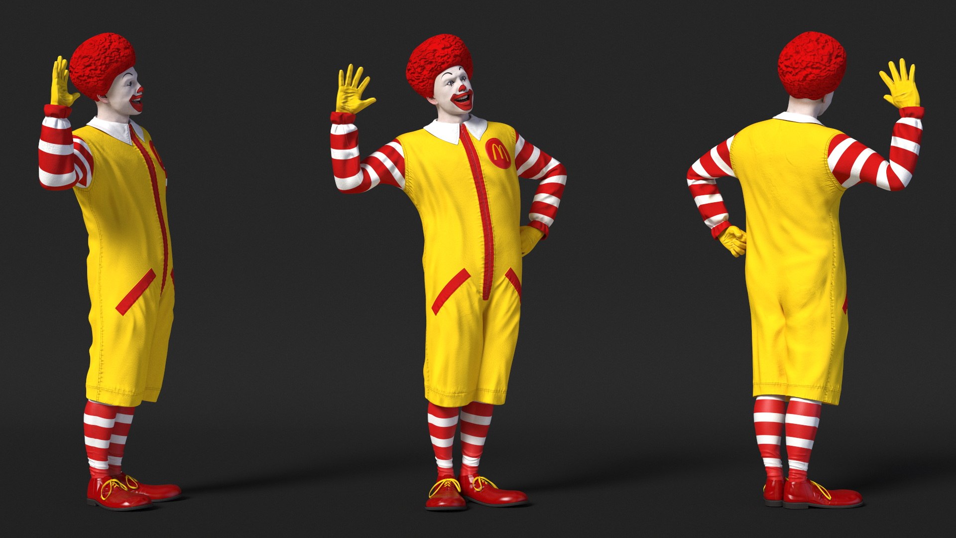3D Ronald McDonald Waving Pose - TurboSquid 2337690