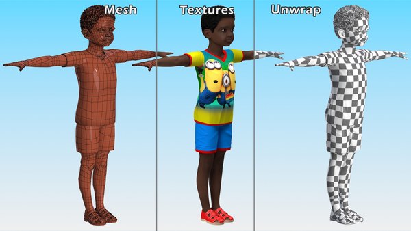 3D Black Child Boy Rigged model - TurboSquid 1957687