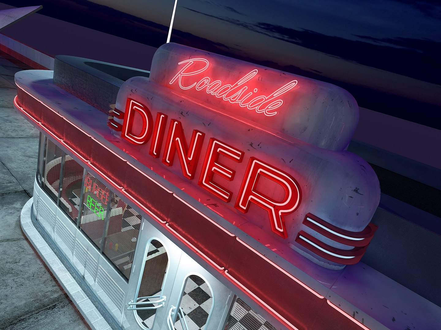 Diner Vintage Roadside Model - TurboSquid 1374019