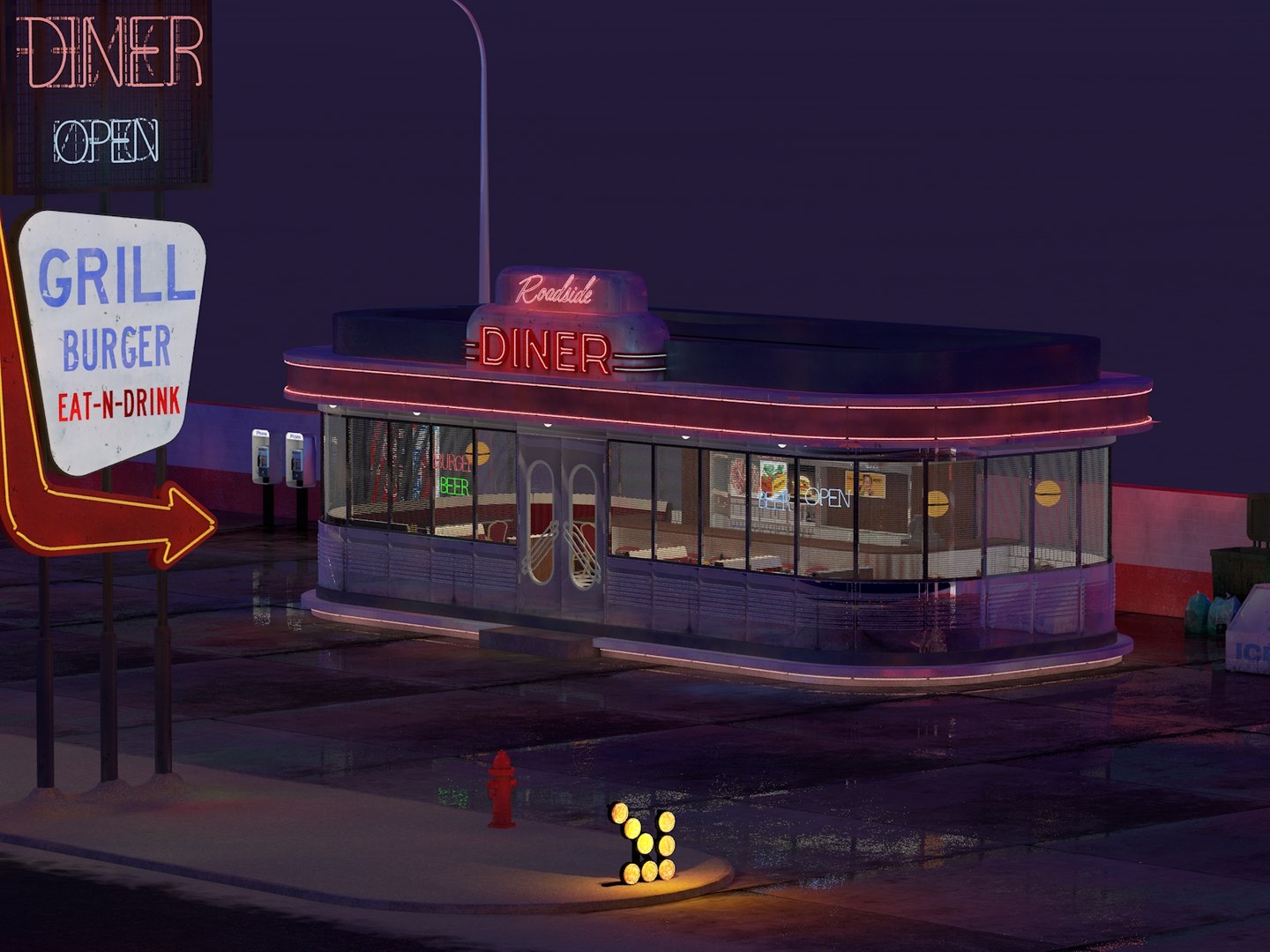 Diner Vintage Roadside Model - TurboSquid 1374019