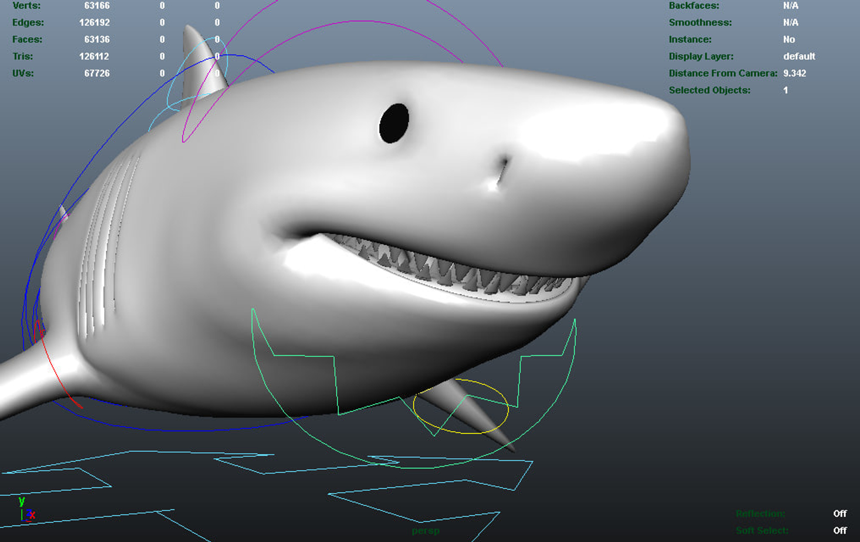 3d White Shark Rigged
