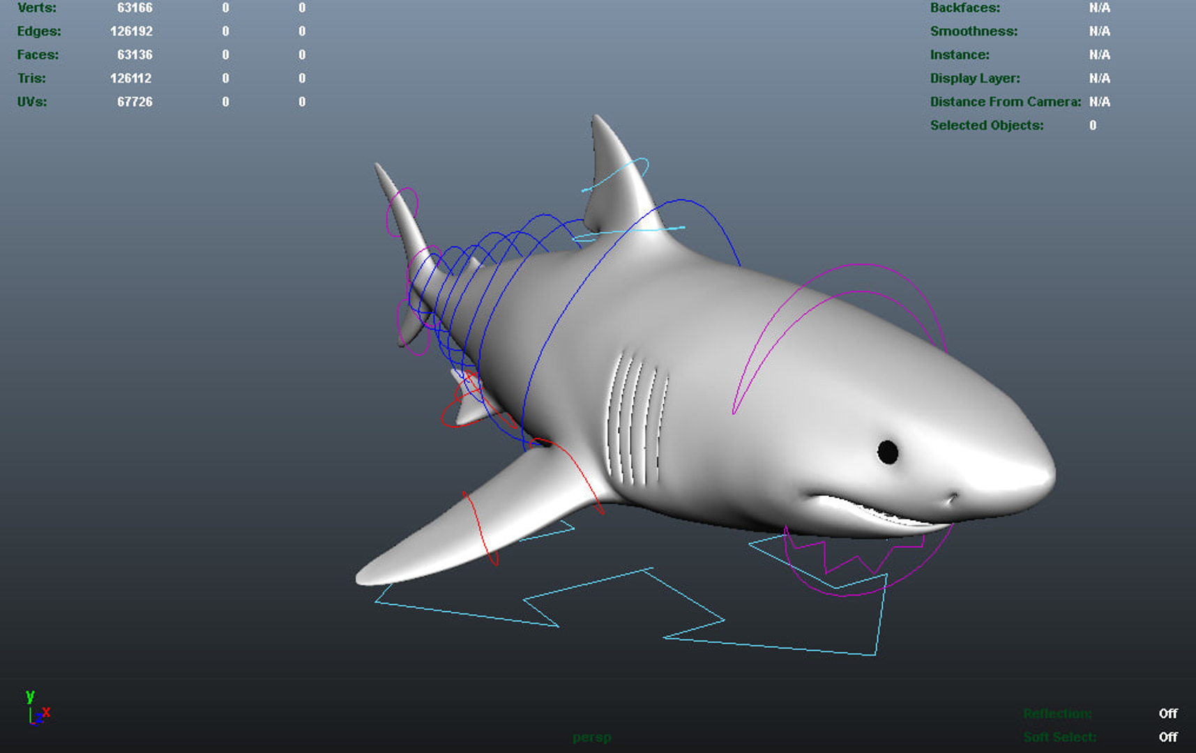 3d White Shark Rigged