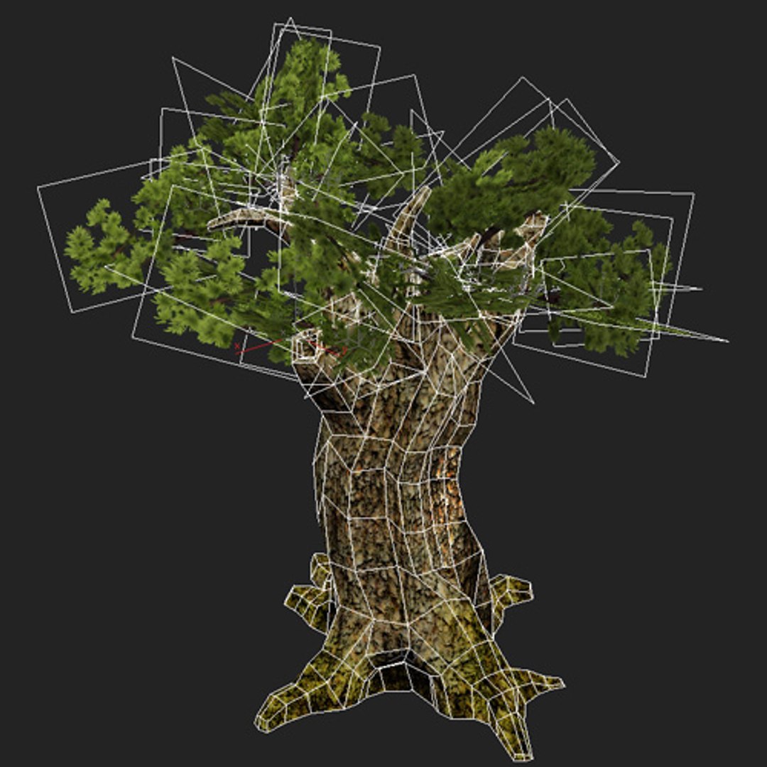 obj aged tree cartoon