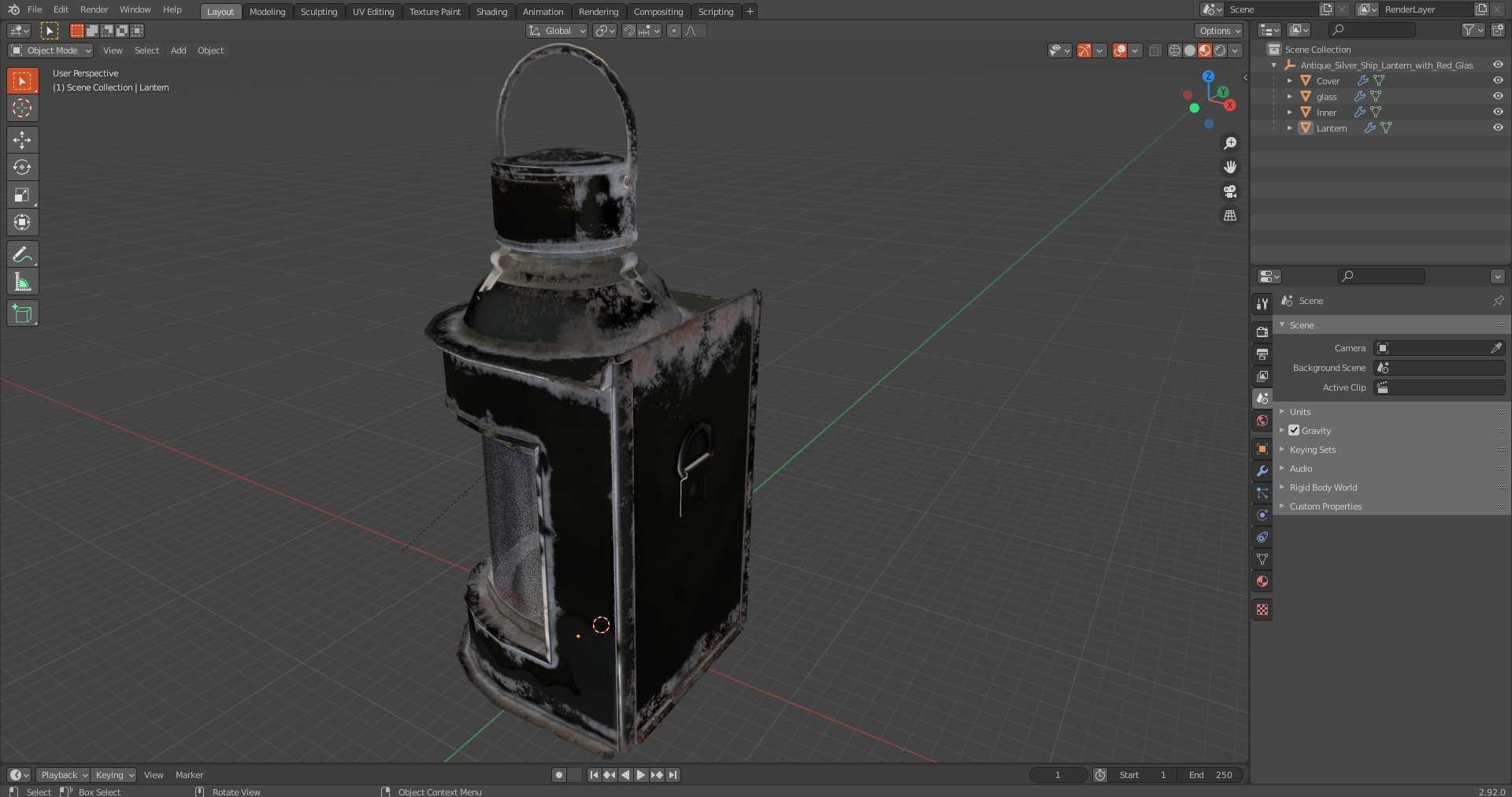 Antique Silver Ship Lantern With Red Glass Old 3D Model - TurboSquid ...