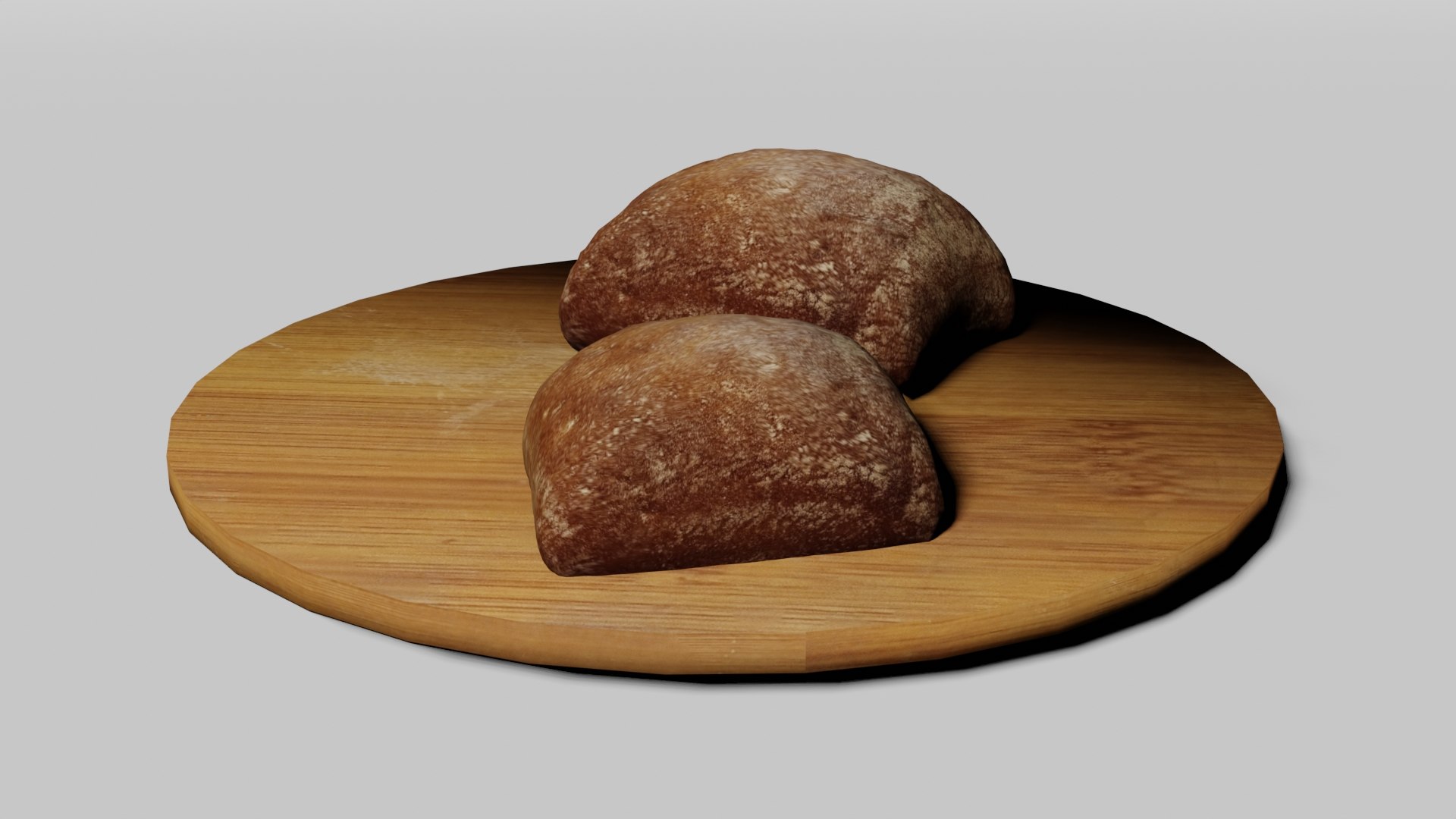 Dark Bread Rolls On A Wood Plate 3D - TurboSquid 2050311
