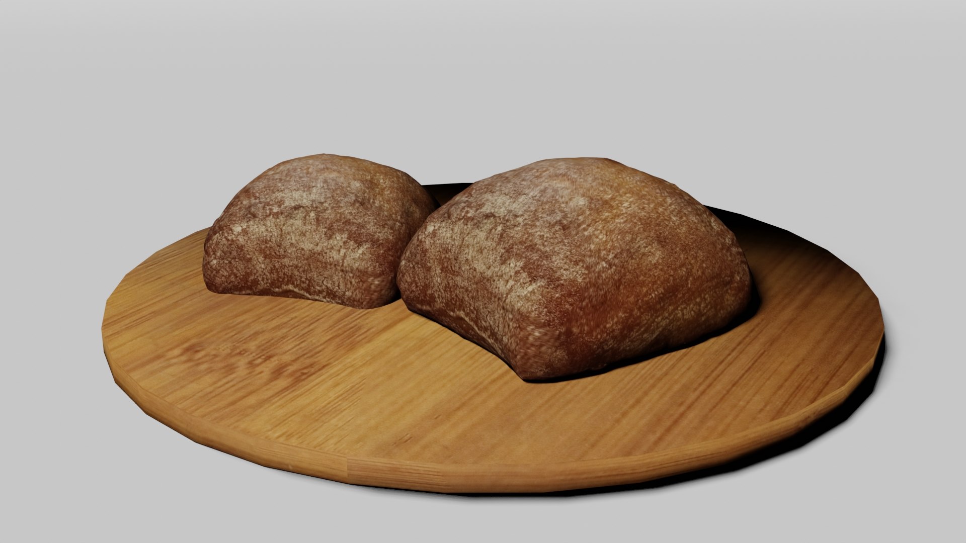 Dark Bread Rolls On A Wood Plate 3D - TurboSquid 2050311