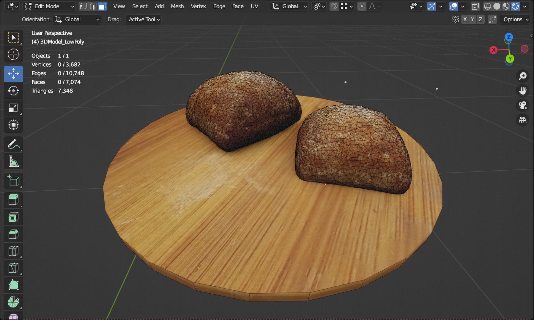 Dark Bread Rolls On A Wood Plate 3D - TurboSquid 2050311