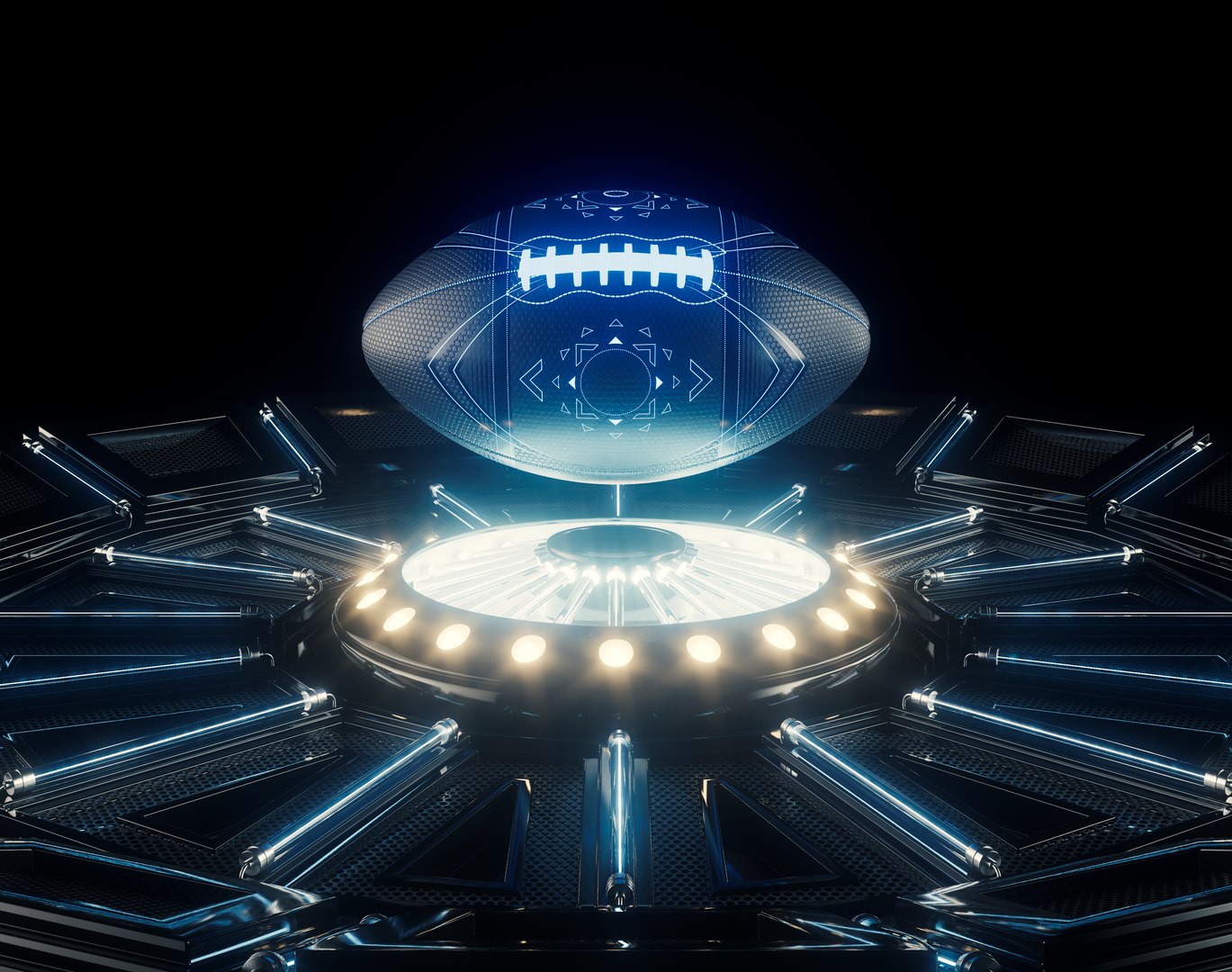 Futuristic American Football And Stage Model - TurboSquid 2085615