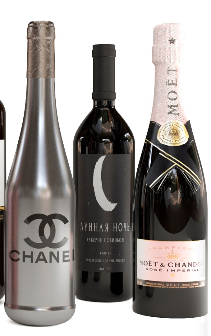 3D Set Of Sparkling And Delicious Wine - TurboSquid 1895184