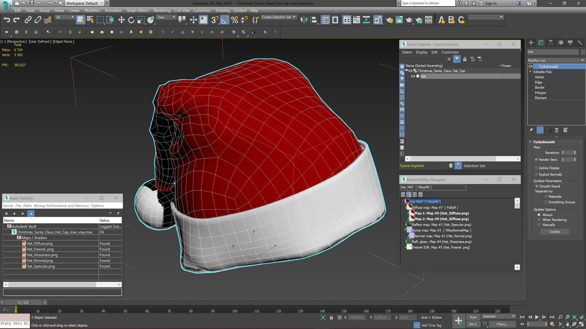 3D Christmas Santa Claus Hat Cap - TurboSquid 2161296