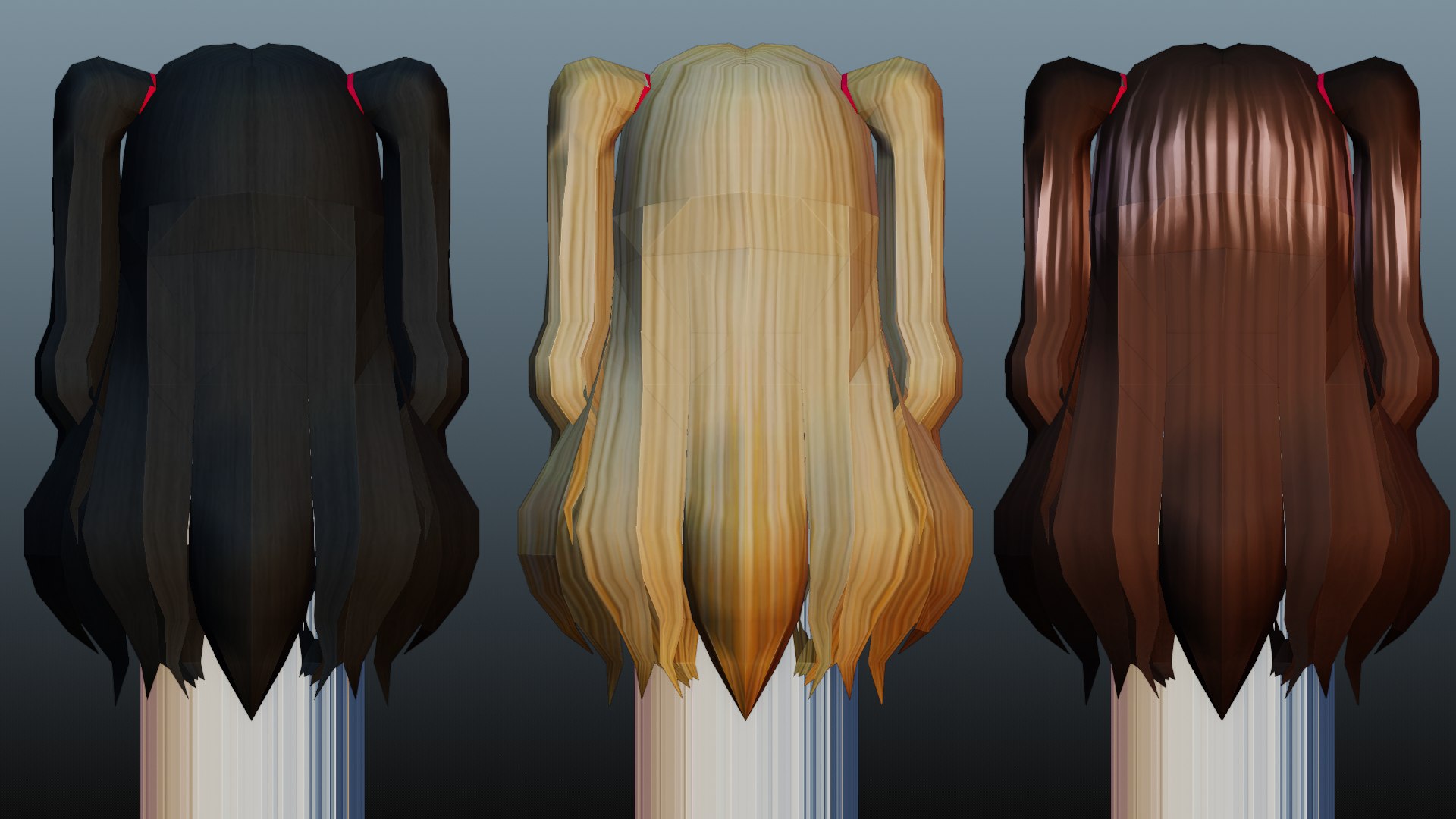 Female Hair Low Poly 3 Color Model 3D - TurboSquid 2075583