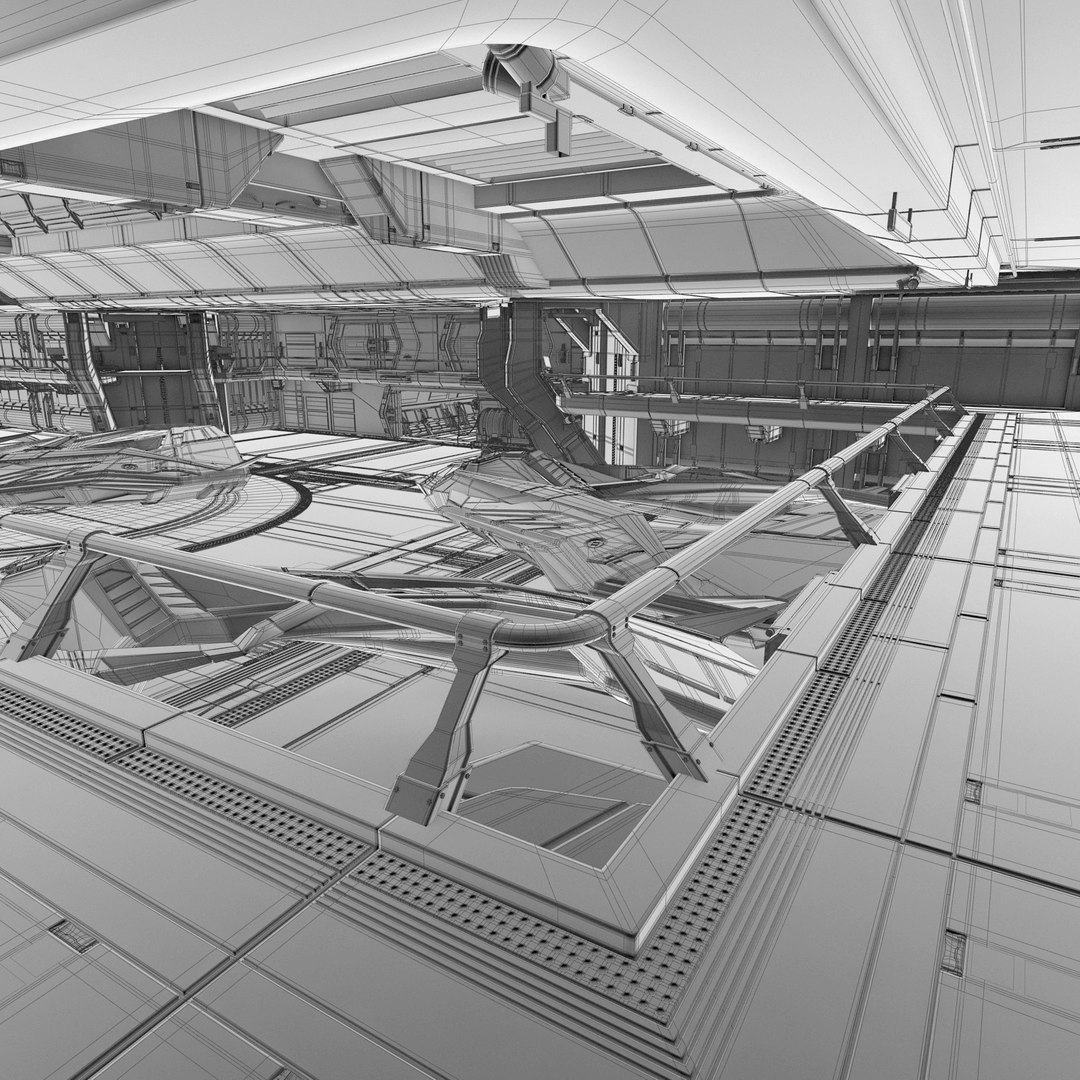 Sci-fi Spaceship Hangar 3d Max