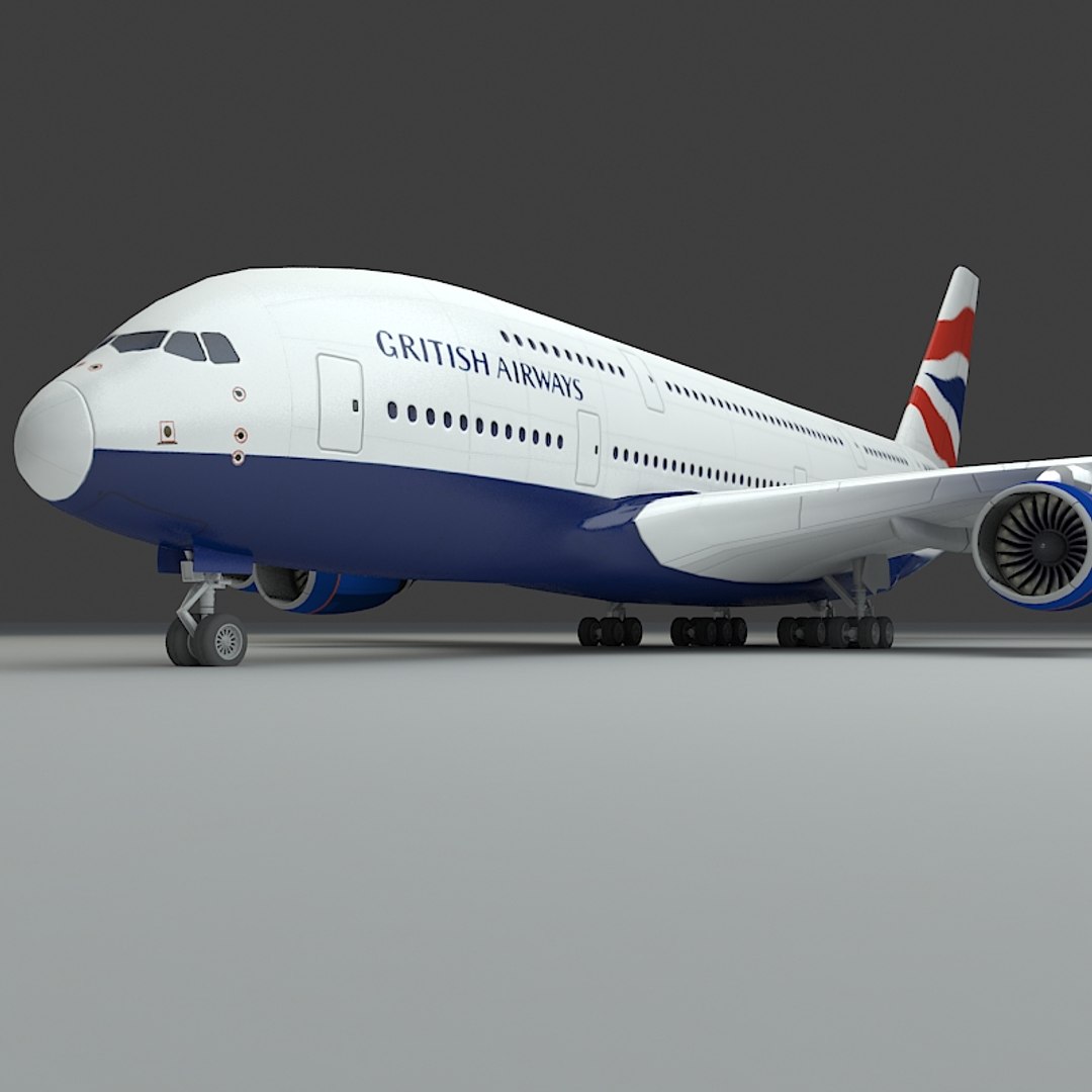airbus a380 red blue 3d x