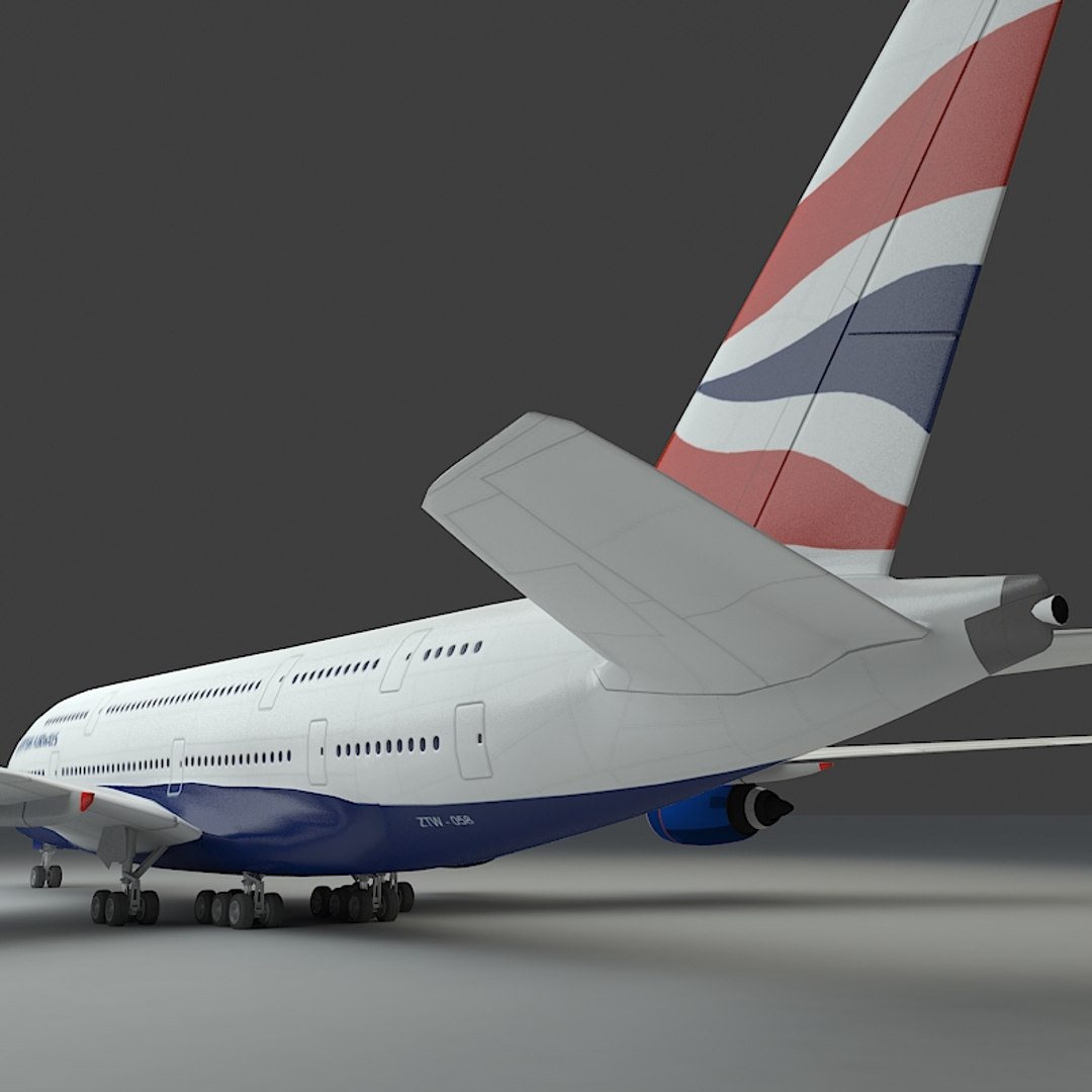 airbus a380 red blue 3d x