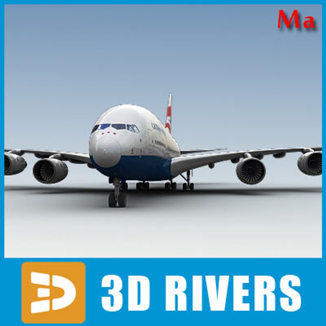 airbus a380 red blue 3d x
