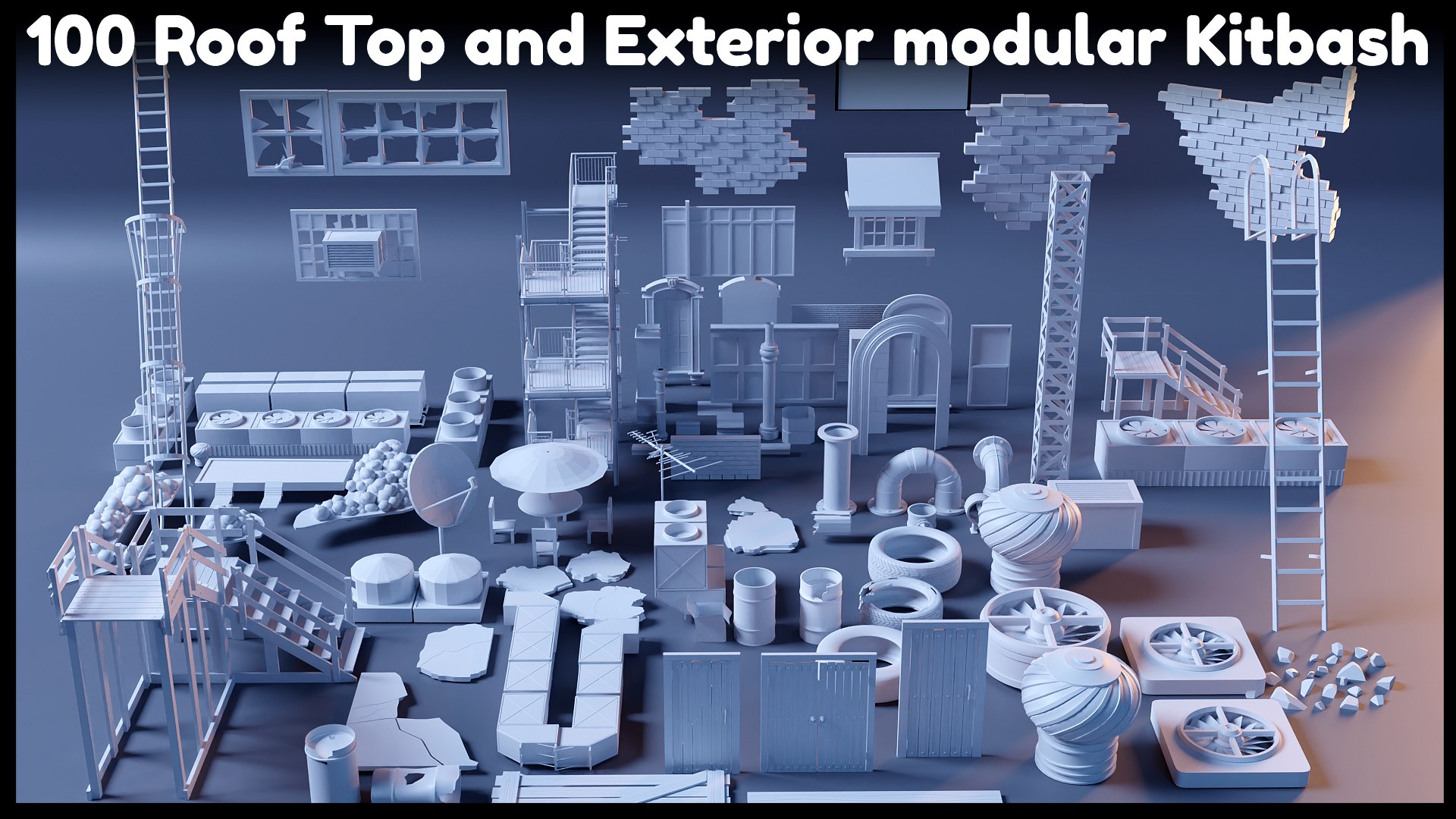 modelo 3d 100 Kitbash modular para techo y exterior - TurboSquid 2133235