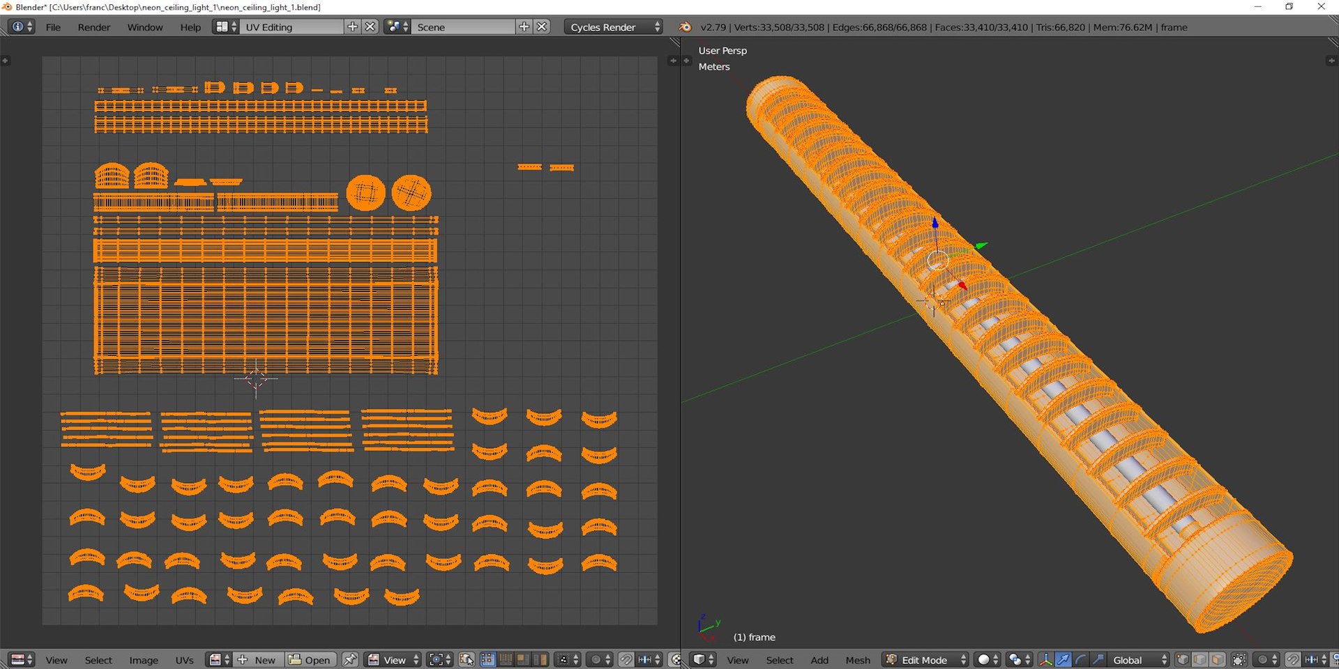 3d 3ds Neon Ceiling Lamp 1