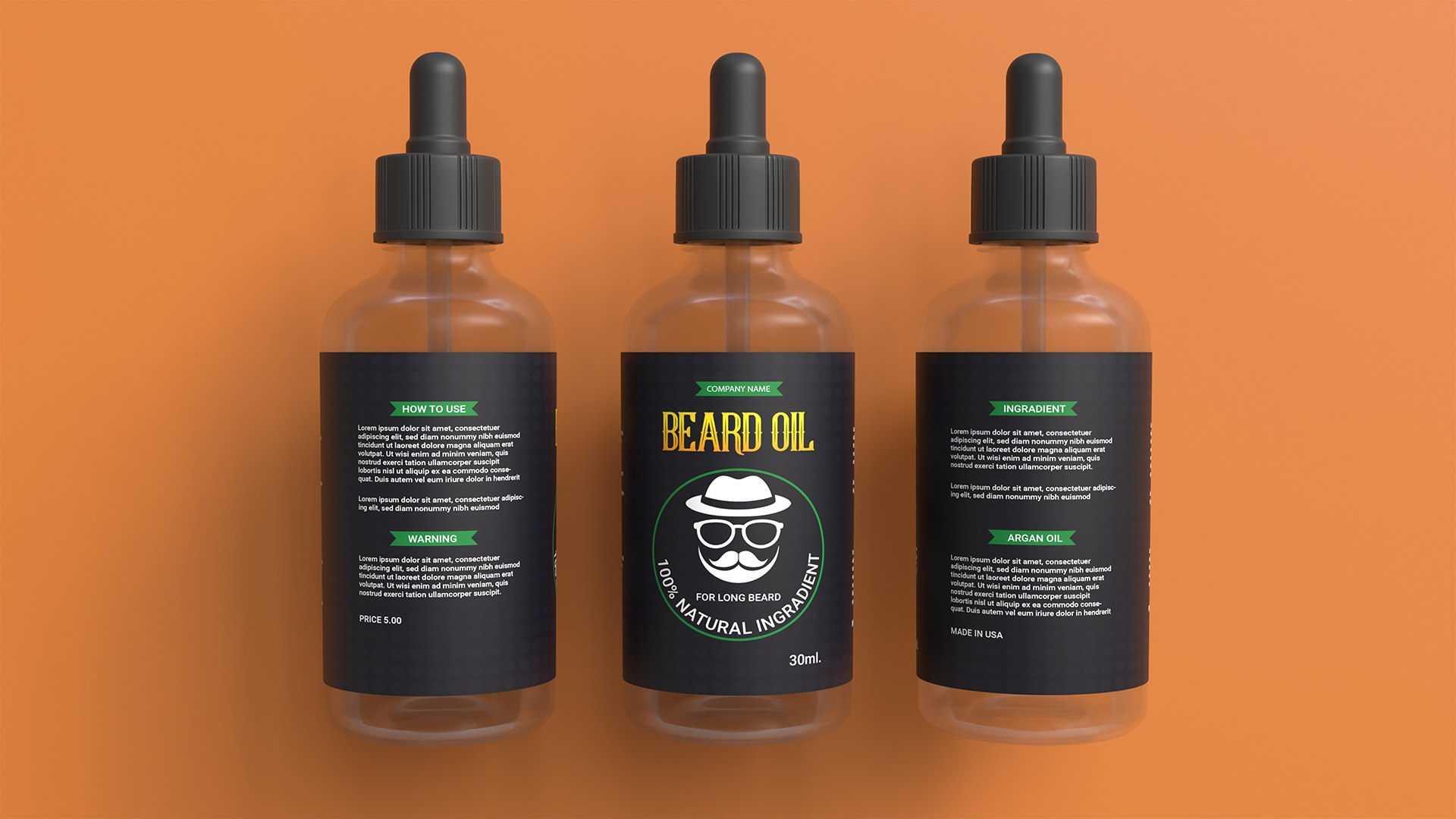 3D Beard Oil Bottle With Label Model - TurboSquid 2288664