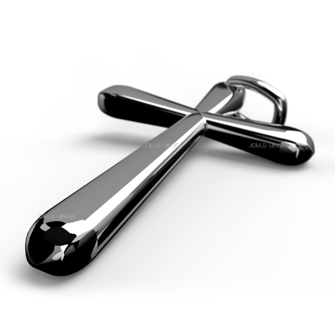 3d Pendant Catholic Cross Rounded Model