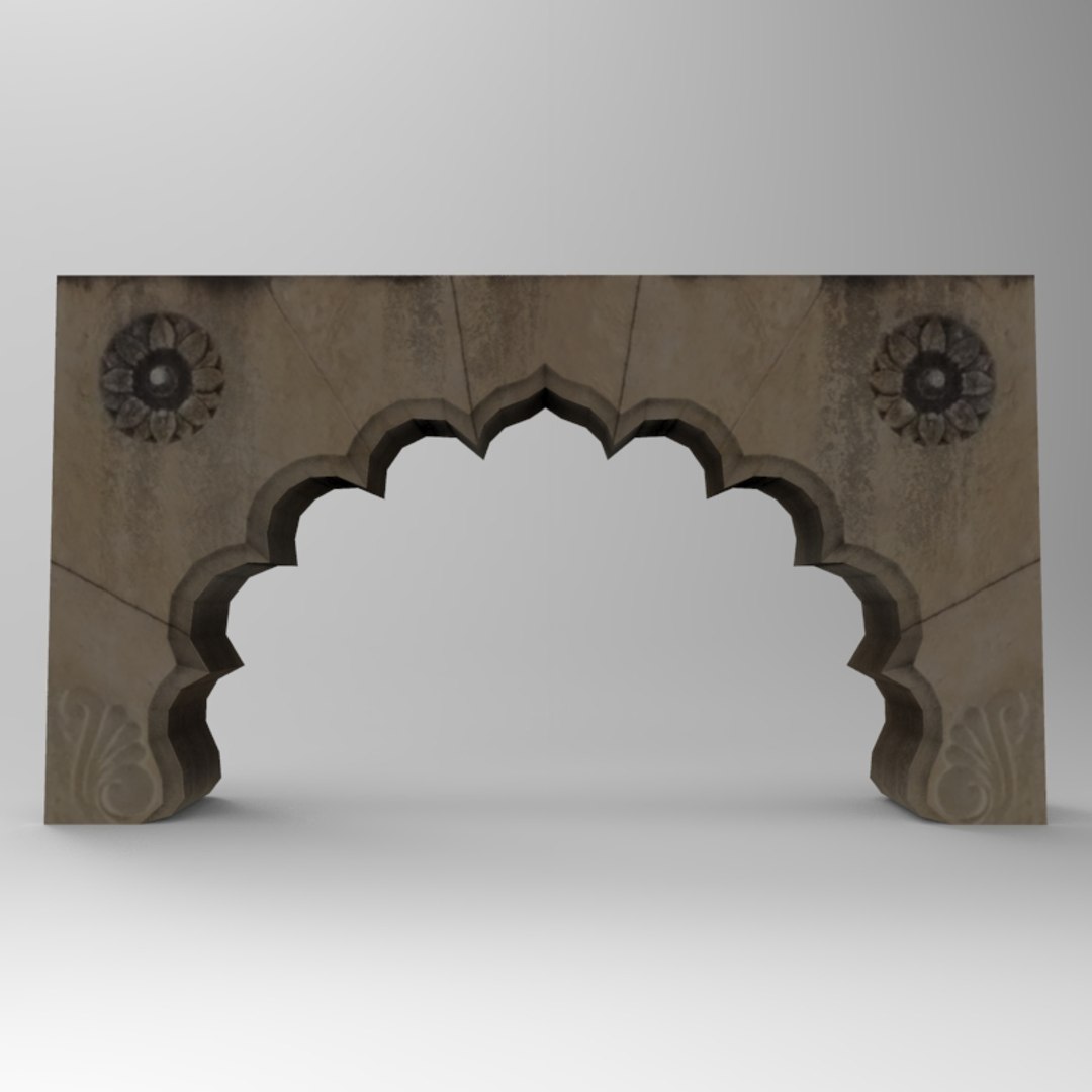 3d model stone door arc 3