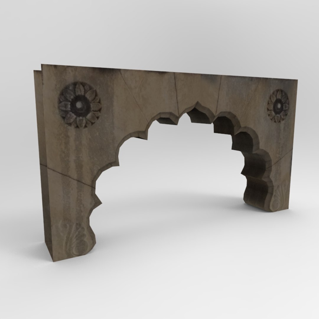 3d model stone door arc 3
