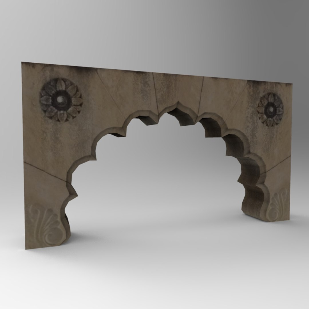 3d model stone door arc 3