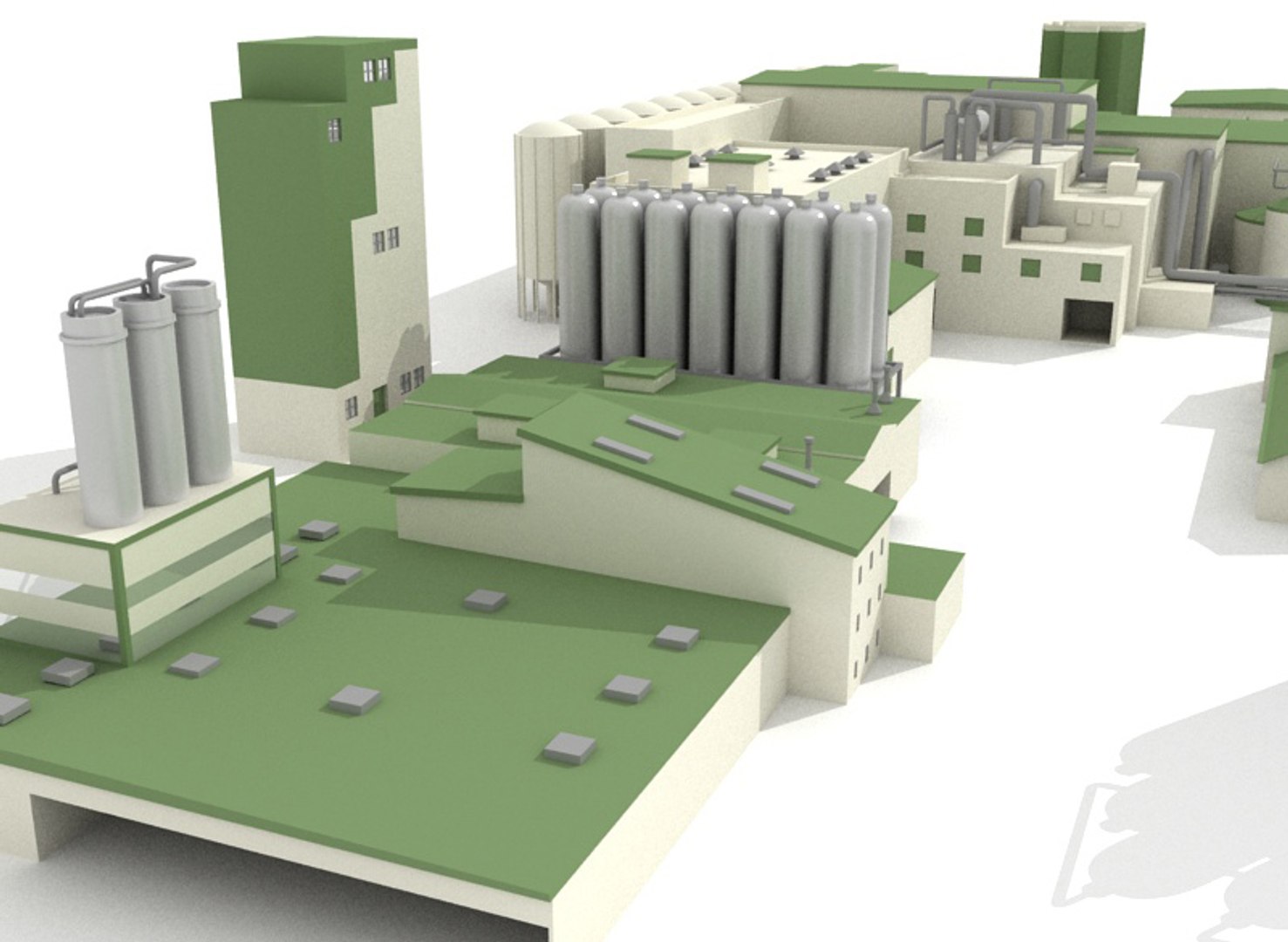 sugar starch factory 3d model