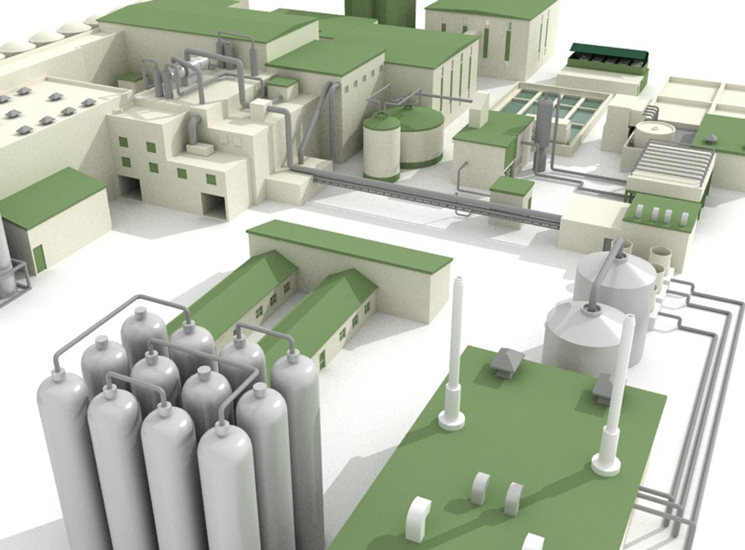 sugar starch factory 3d model