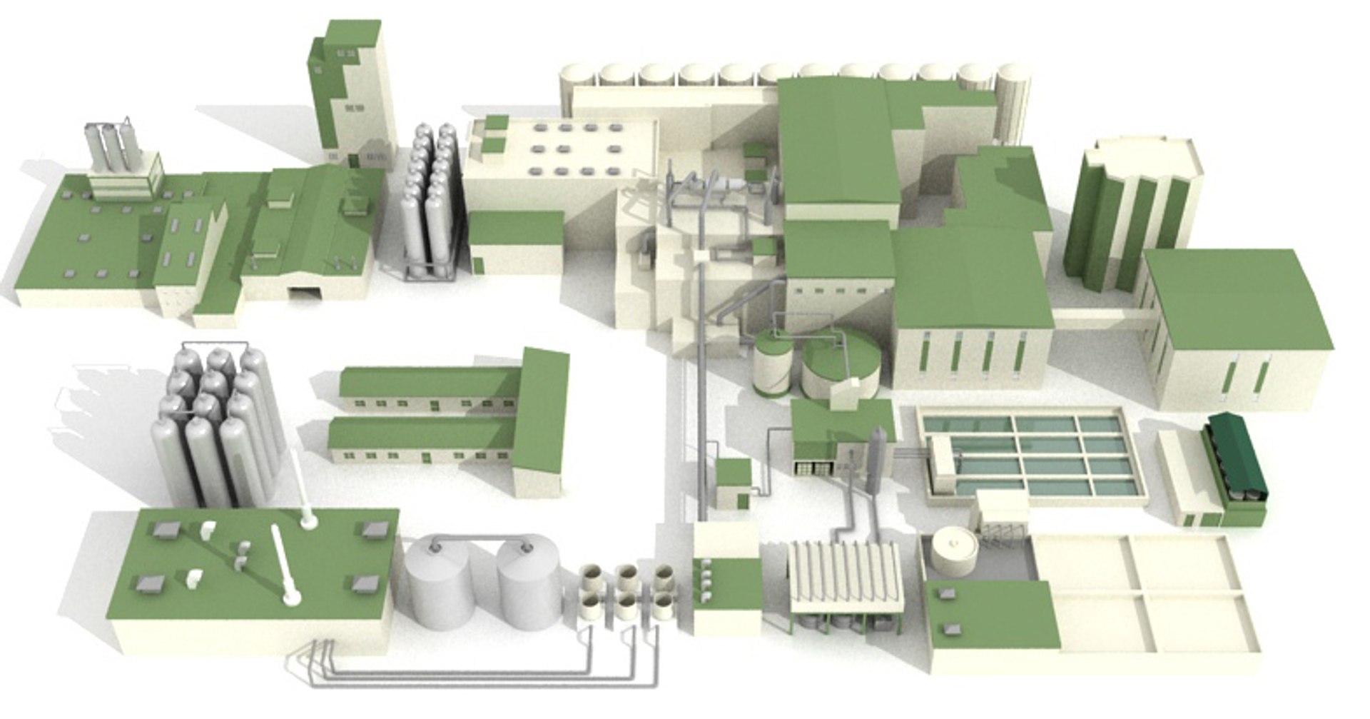 sugar starch factory 3d model