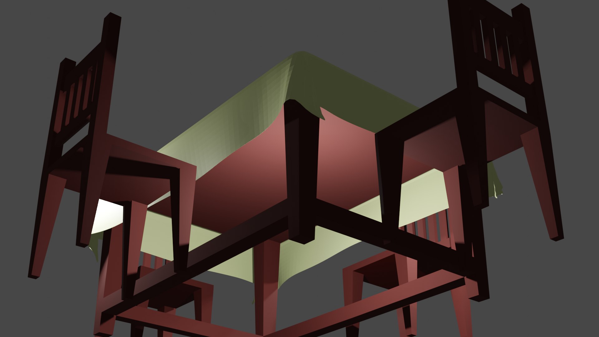 Stylized Wooden Table Low-poly Table With Four Chairs Ready 3D Model ...