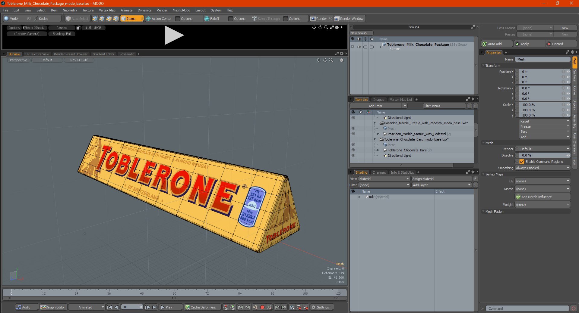 Toblerone Milk Chocolate Package 3D Model - TurboSquid 1768812