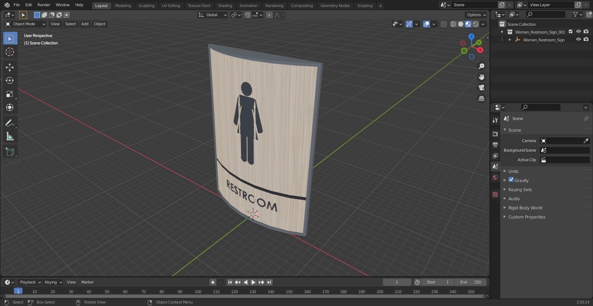 Women Restroom Sign Model - TurboSquid 2040314