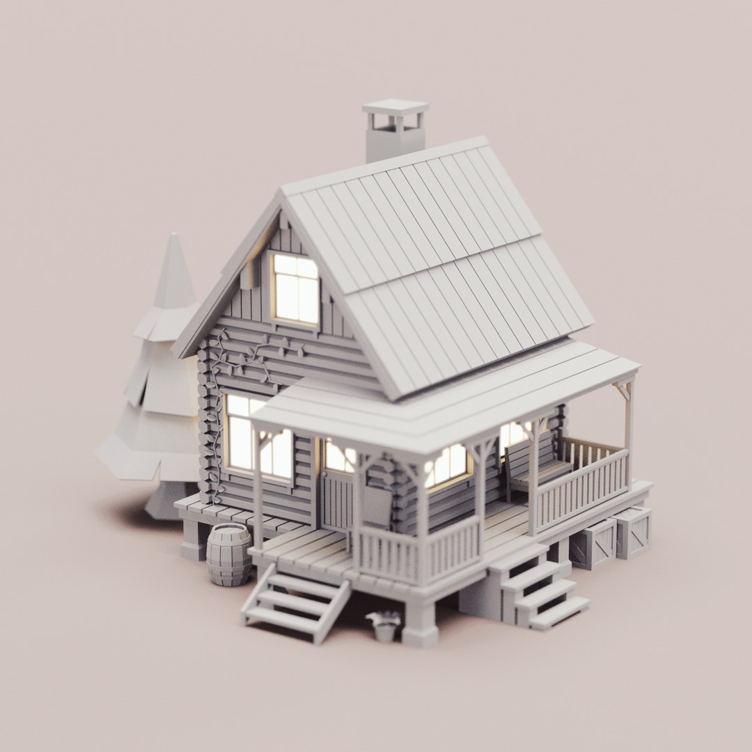 Low Poly Cabin 02 3D Model - TurboSquid 2286438