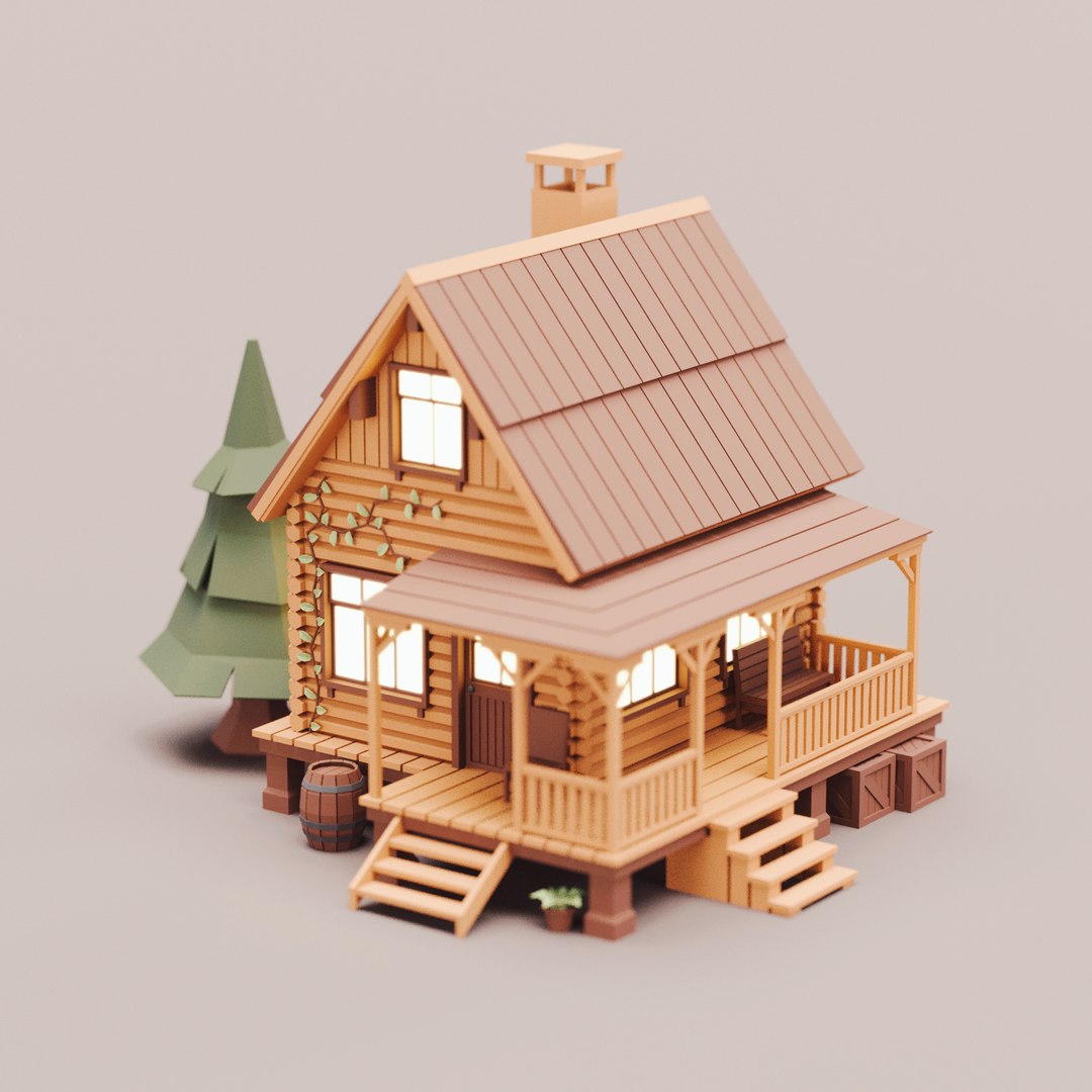 Low Poly Cabin 02 3D Model - TurboSquid 2286438
