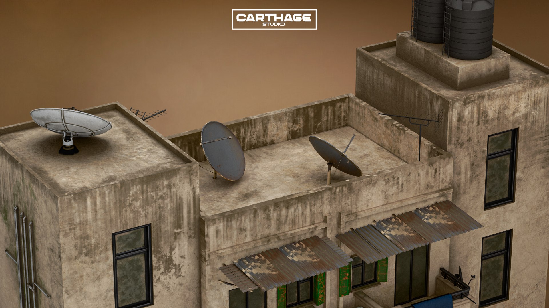 Arabic Neoclassical Apartment Building With Ground-Floor Shops Model ...