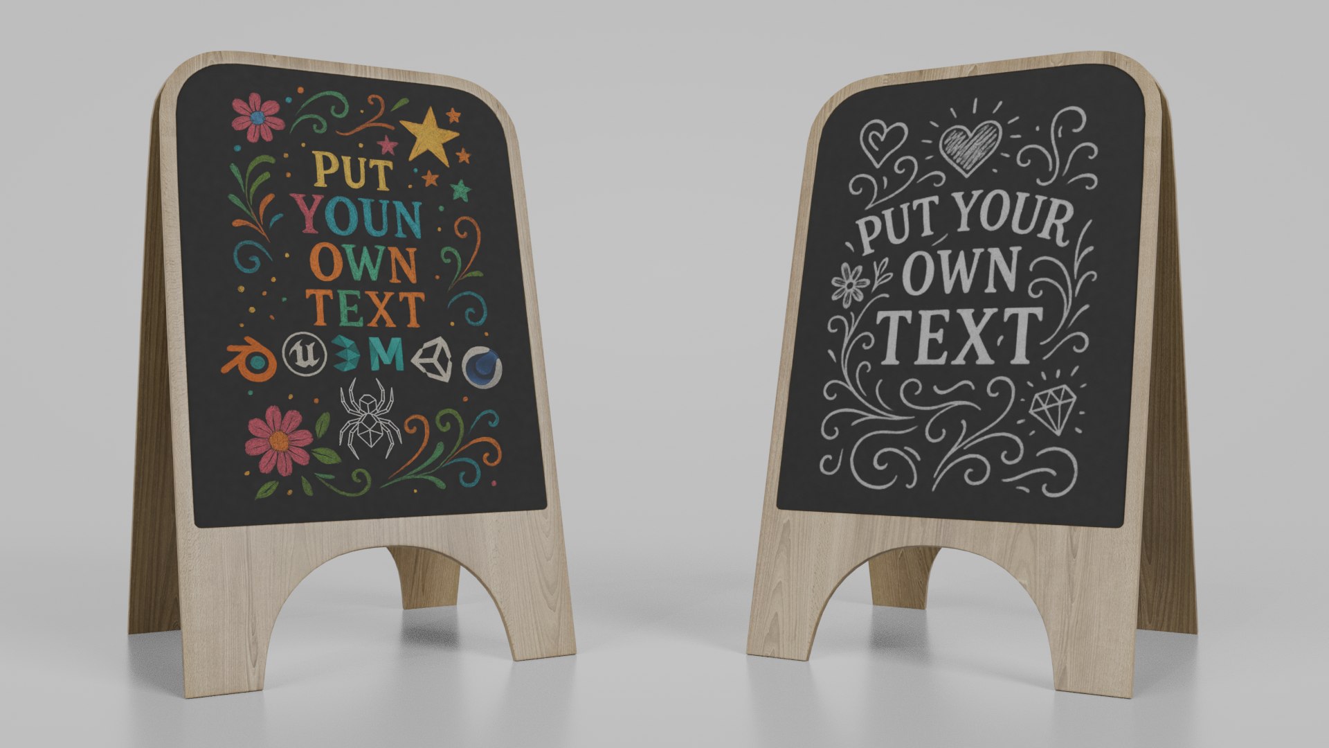 Customizable Restaurant & Café Chalkboard Signs 3D Model - TurboSquid ...