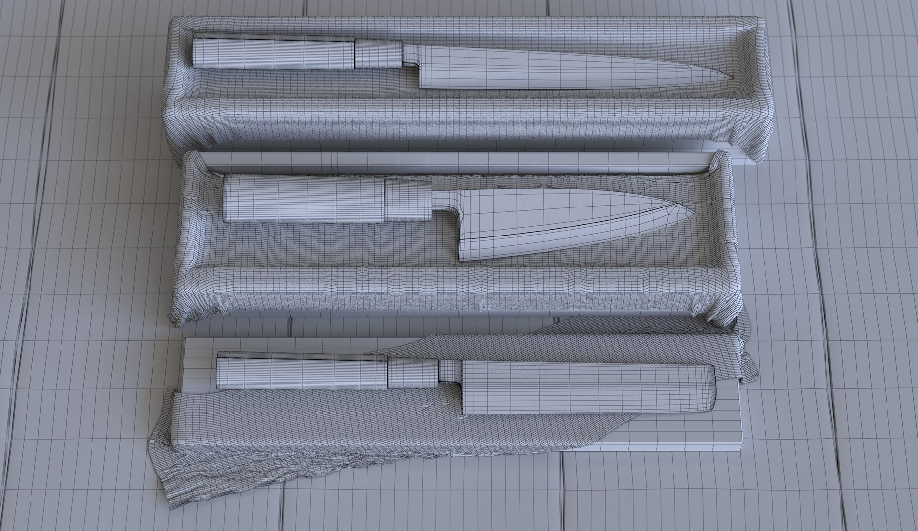 Japanese Traditional Knife Set 3d 3ds