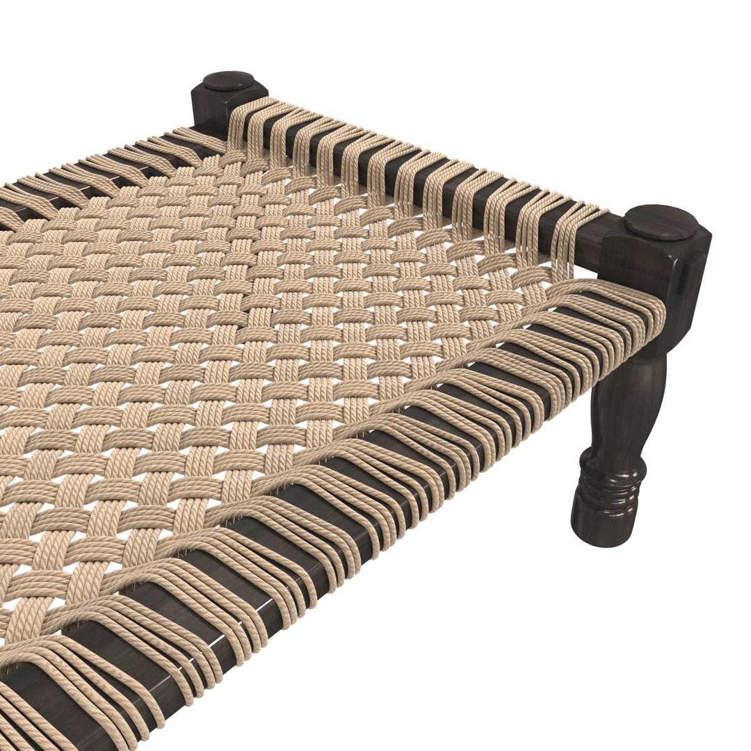 3D Model Bench Woven Indian Charpoy - TurboSquid 1652456