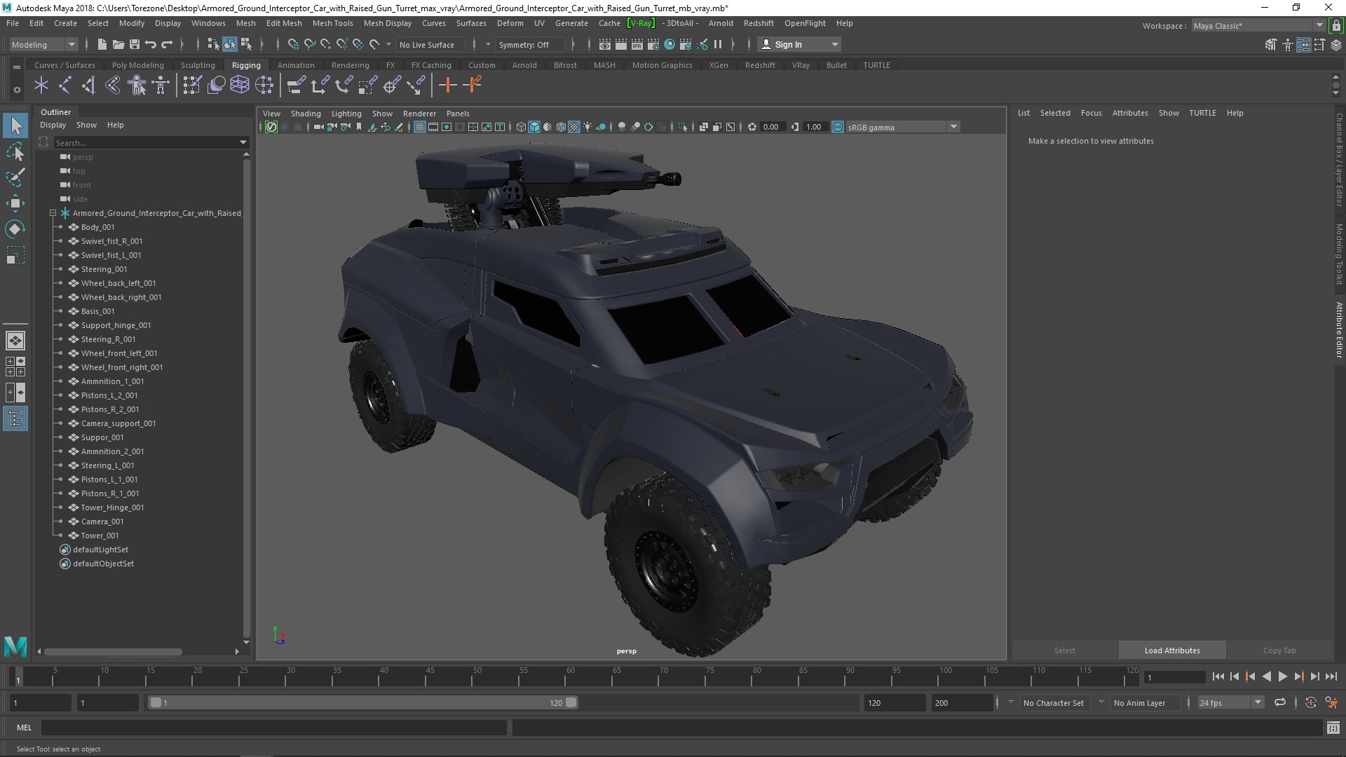 Armored Ground Interceptor Car With Raised Gun Turret 3D Model ...