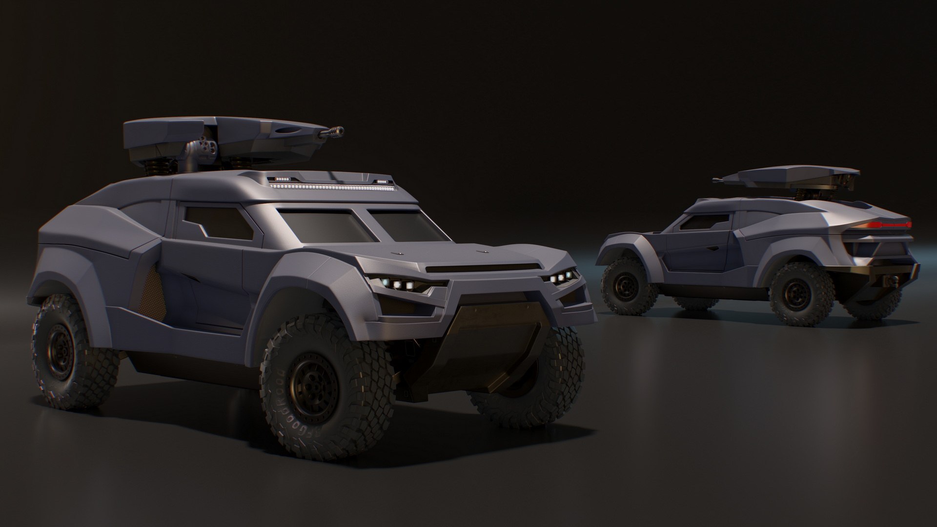 Armored Ground Interceptor Car With Raised Gun Turret 3D Model ...