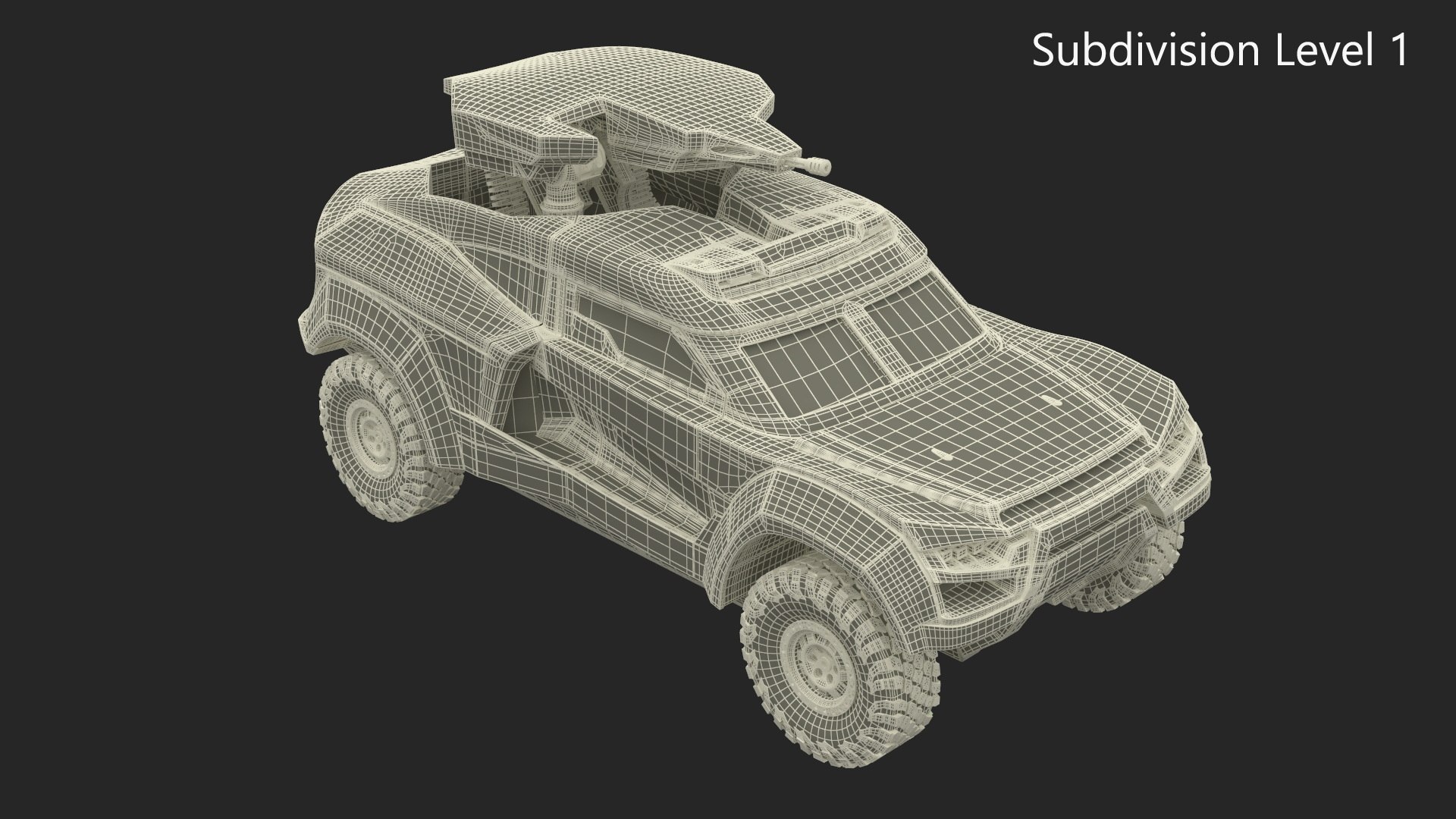 Armored Ground Interceptor Car With Raised Gun Turret 3D Model ...