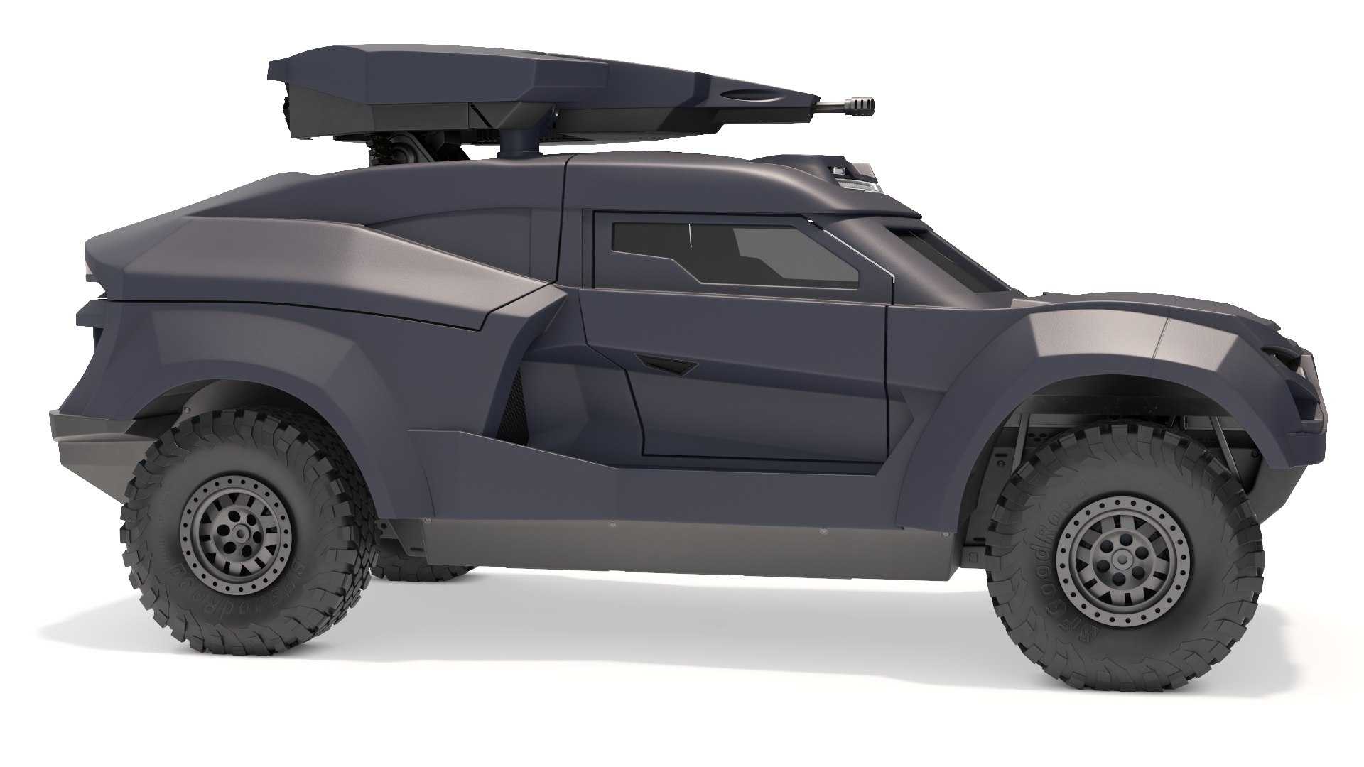 Armored Ground Interceptor Car With Raised Gun Turret 3D Model ...