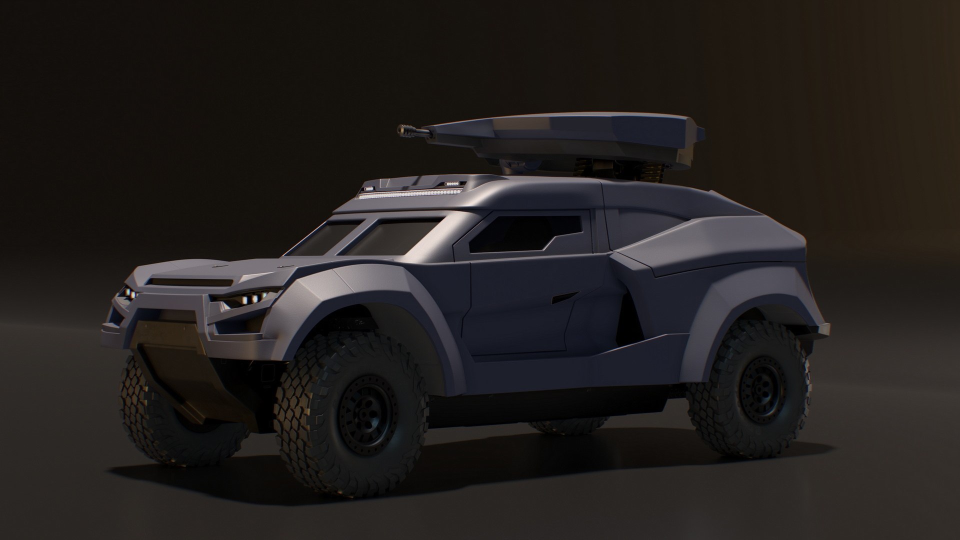 Armored Ground Interceptor Car With Raised Gun Turret 3D Model ...