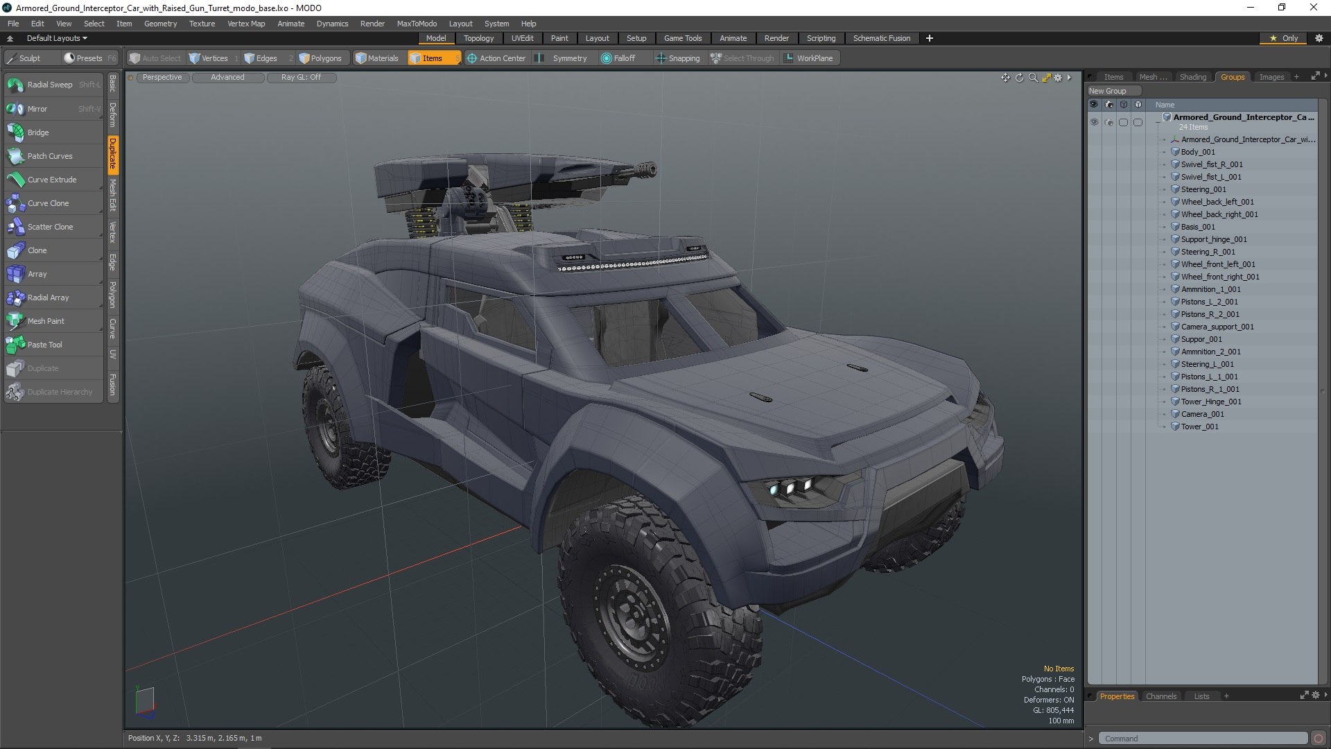 Armored Ground Interceptor Car With Raised Gun Turret 3D Model ...