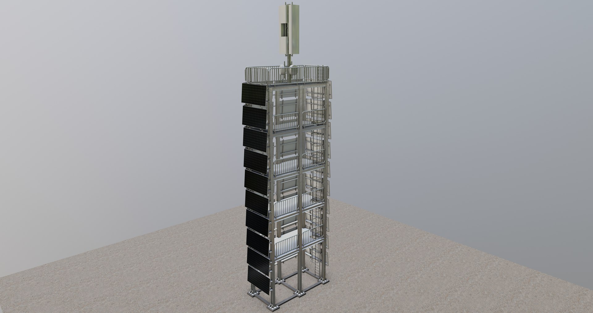 3D Vertical Solar Panel Tower Type-1 Model - TurboSquid 2105384