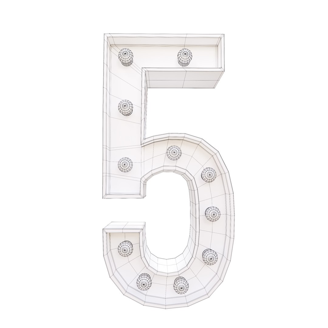 Marquee Number Five Light Bulb Glow Sign 3D Model - TurboSquid 1973611